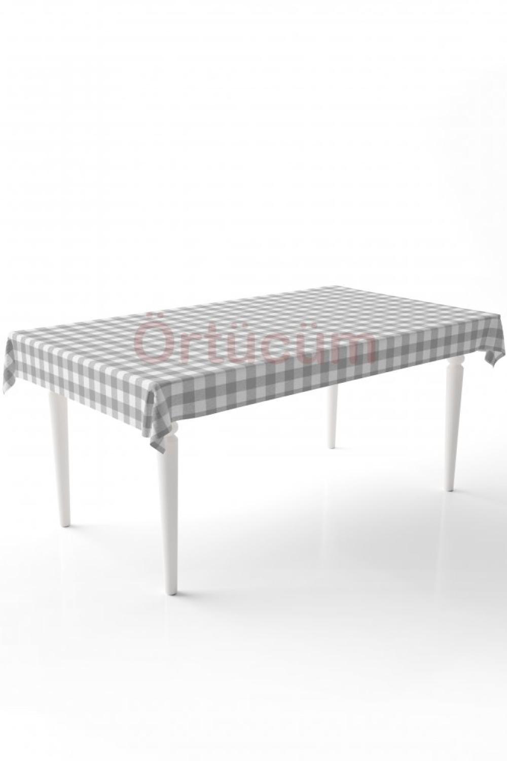 Gri Beyaz Çizgili Pötikareli Pvc Altı Pamuklu Muşamba Masa Örtüsü - 139 ...