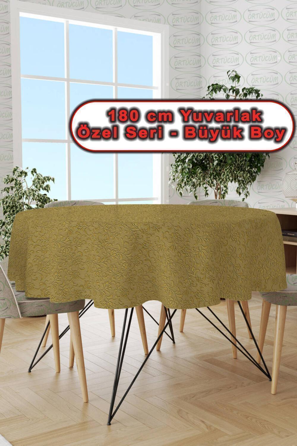 180 cm Büyük Boy Yuvarlak Pvc Muşamba Elyaflı Masa Örtüsü Silinebilir ...