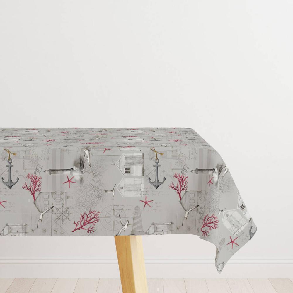 Gri Denizci Temalı Elyaflı Pvc Muşamba Masa Örtüsü - 139.99 TL