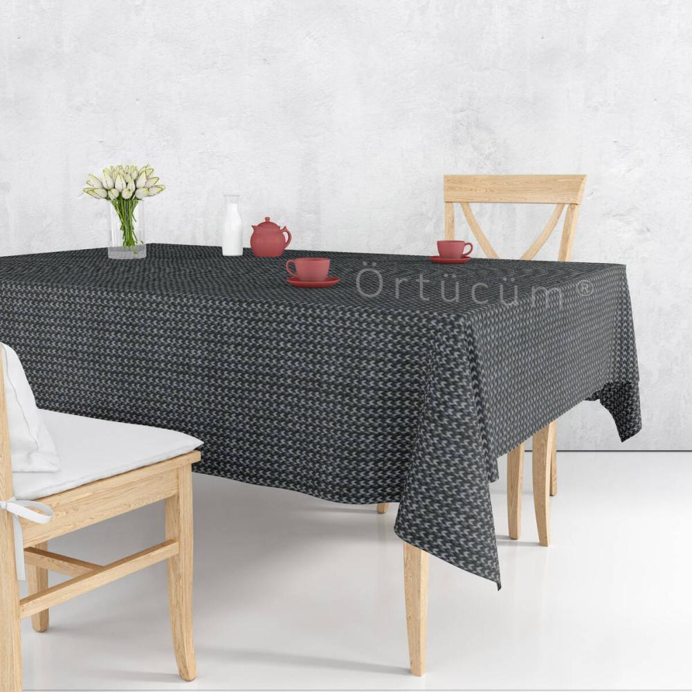 Siyah Örgü Desenli Astarlı Pvc Muşamba Masa Örtüsü - 139.99 TL